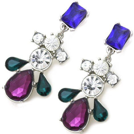 OPULENT GEMS SILVER DROP EARRINGS