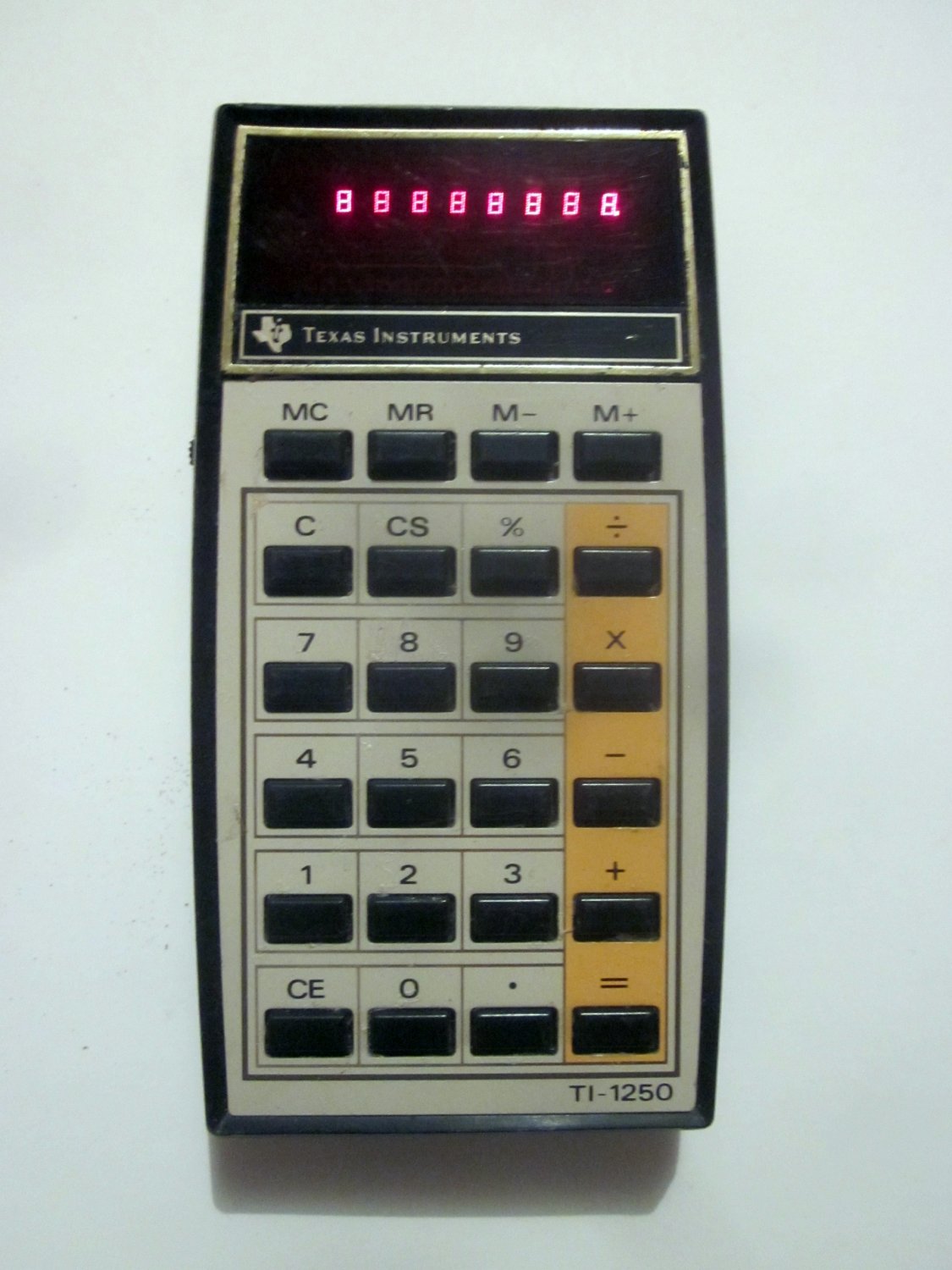 Vintage Texas Instruments TI-1250 Calculator - Red LED - Works