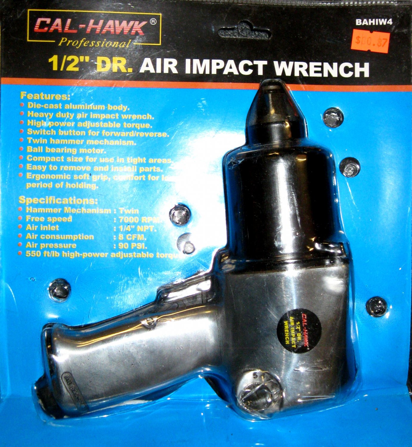 New CAL-HAWK 1/2" Dr Pistol Style Air Impact Wrench # BAHIW4