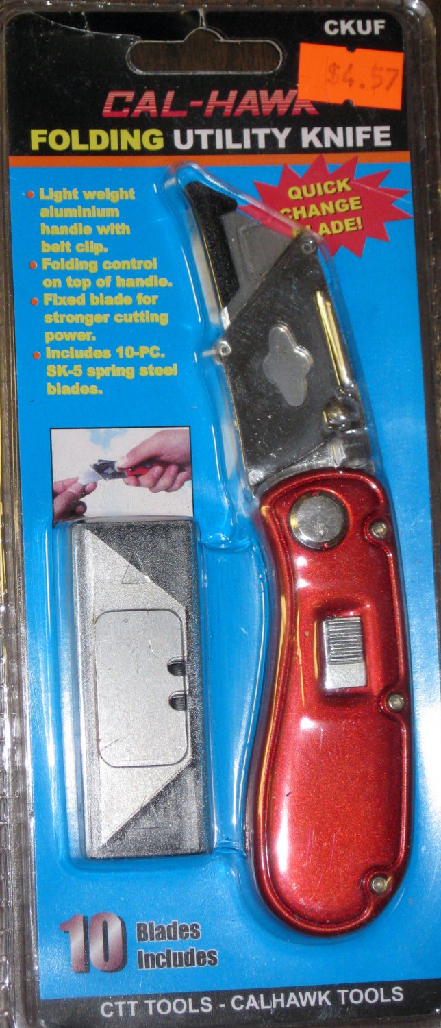 Cal-Hawk Folding Utility Knife w/10 Blades # CKUF