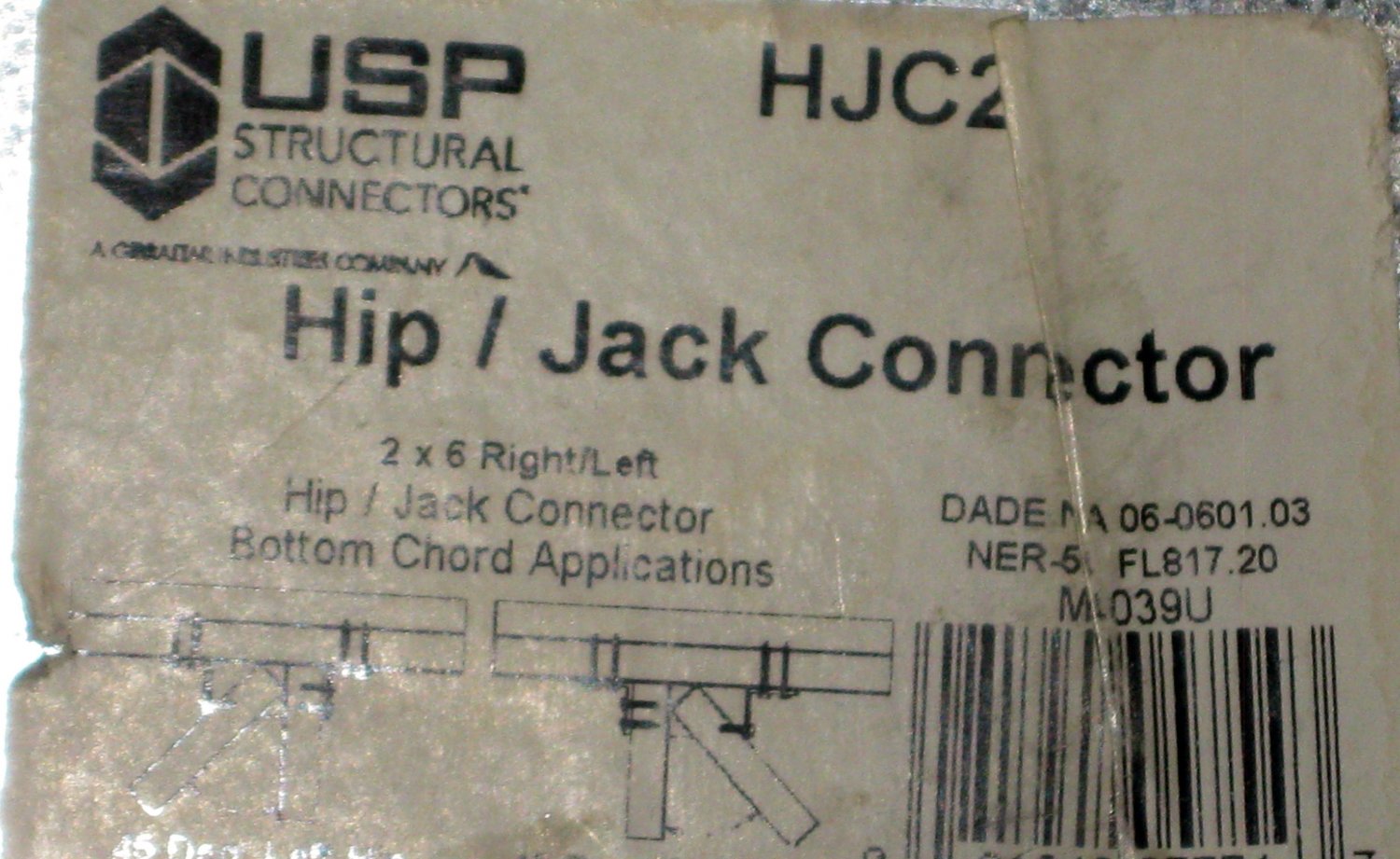 New USP Hip Jack Connector HJC26 2 x 6 Bottom Chord Applications # HJC26