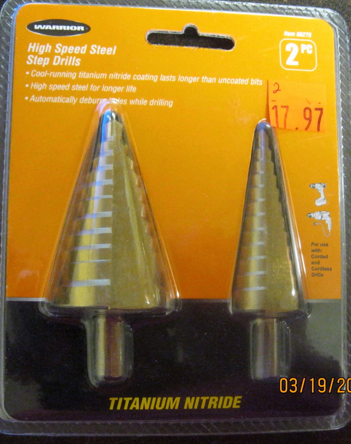 New Warrior 2-Pc.High Speed Steel Step Drills #96275