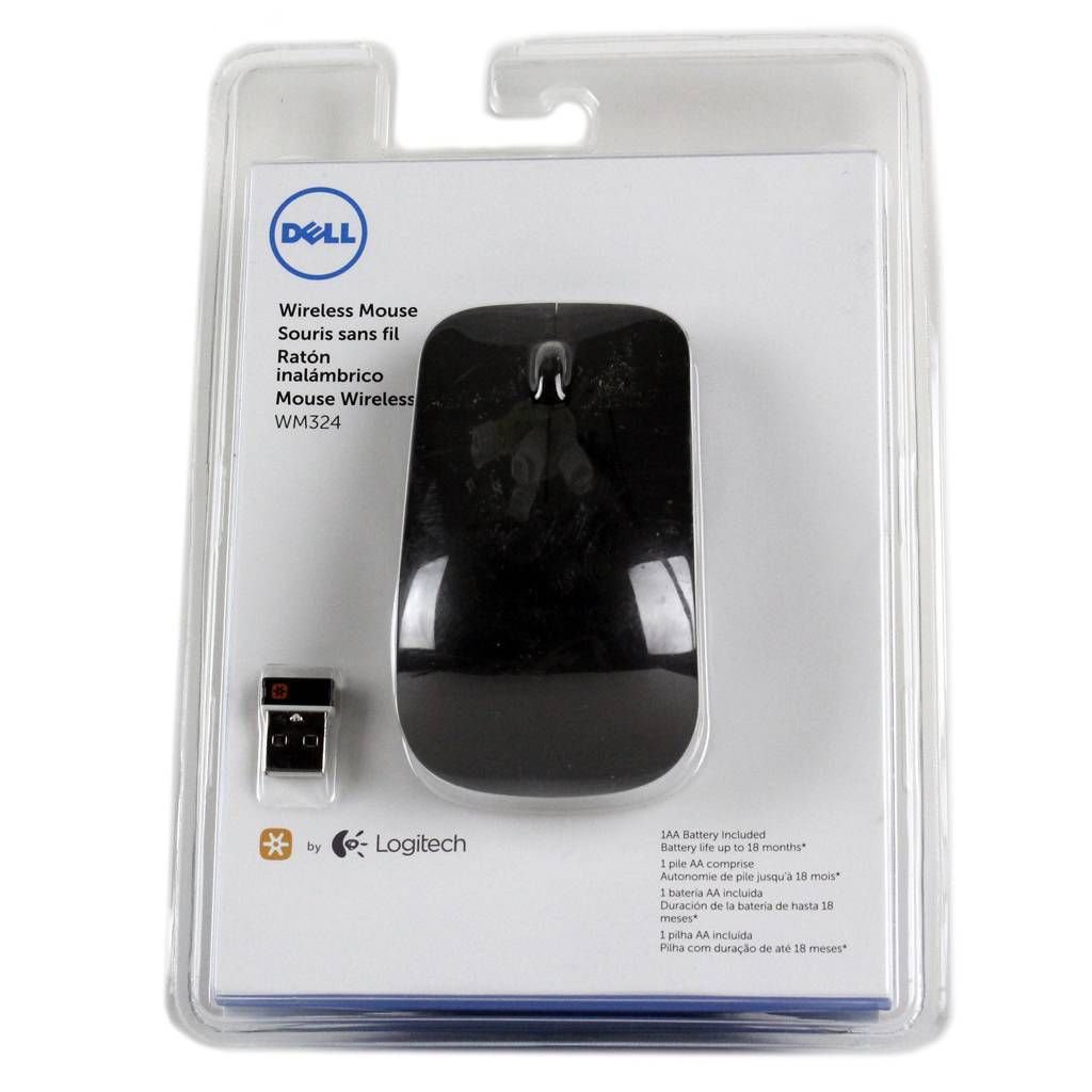NEW Dell Logitech WM324 Optical Mouse with Nano Dongle - 0J0YT