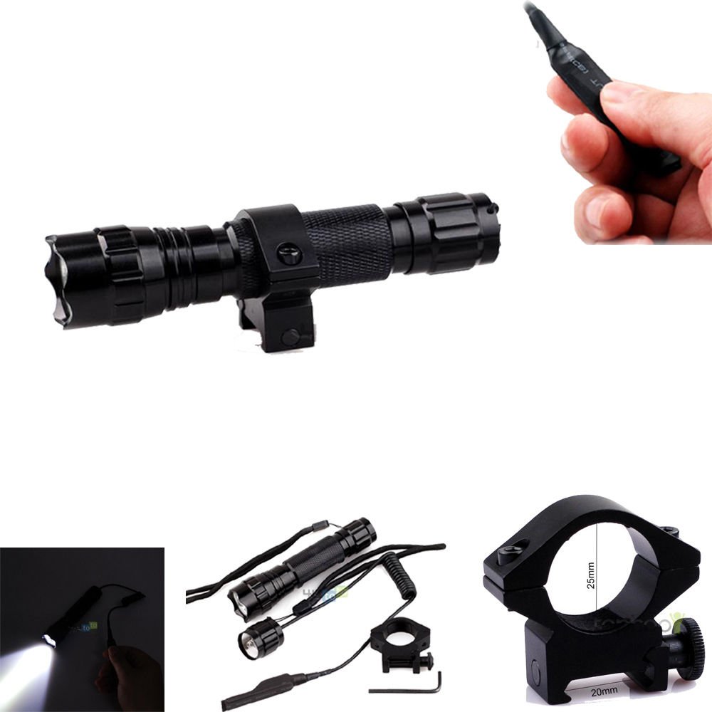 Cree T6 Led 1000lm Tactical Flashlight Remote Switch Picatinny Rail ... Cree T6 Led 1000lm Tactical Flashlight Remote Switch Picatinny Rail ...