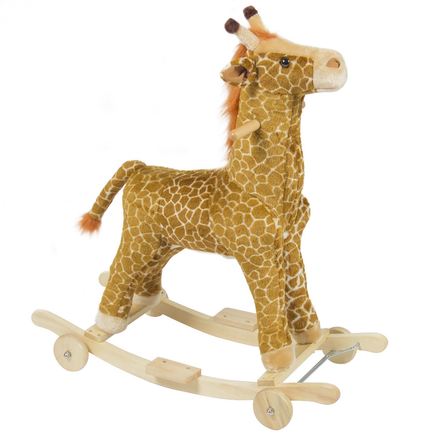 Kids Ride On Rocking Giraffe Plush Animal Rocker W/ Wheels Children ...