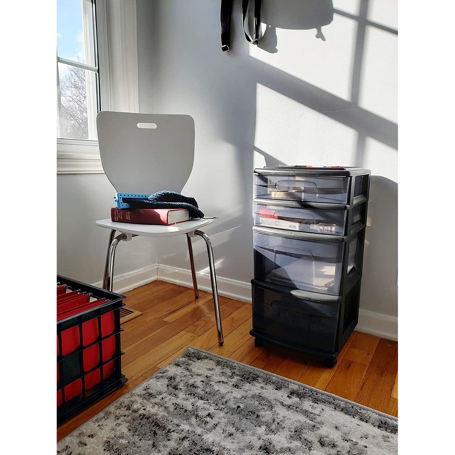 Tall Solid Plastic Versatile 4 Drawer Medium Home Storage Cart With 4