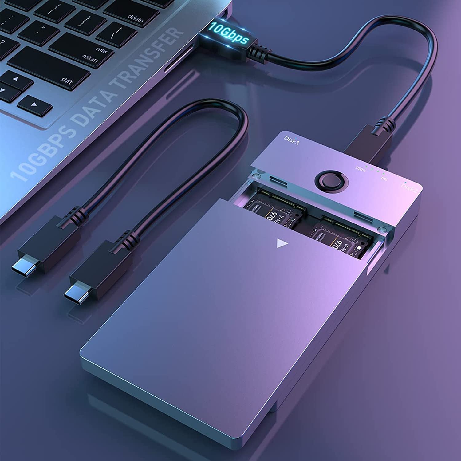 Dual-Bay NVME Docking Station 10Gbps USB Type C to NVME SSD Enclosure ...