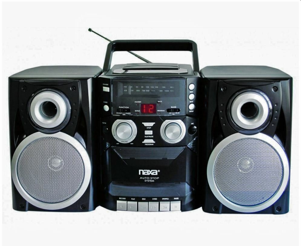 Naxa Portable CD Player Boombox with AM/FM Stereo Radio & Cassette Recorder