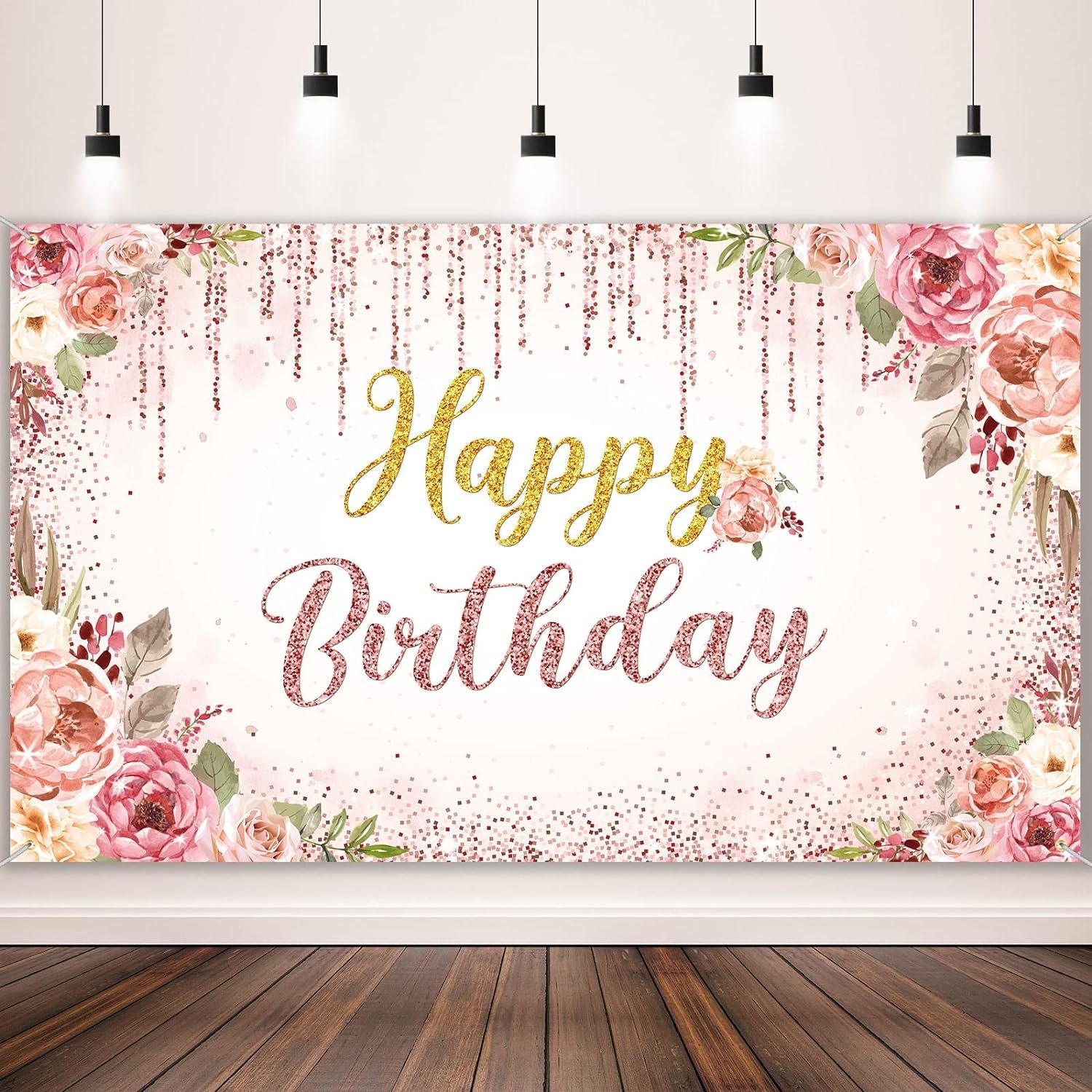Happy Birthday Backdrop Decorations For Women Background Party Supplies ...