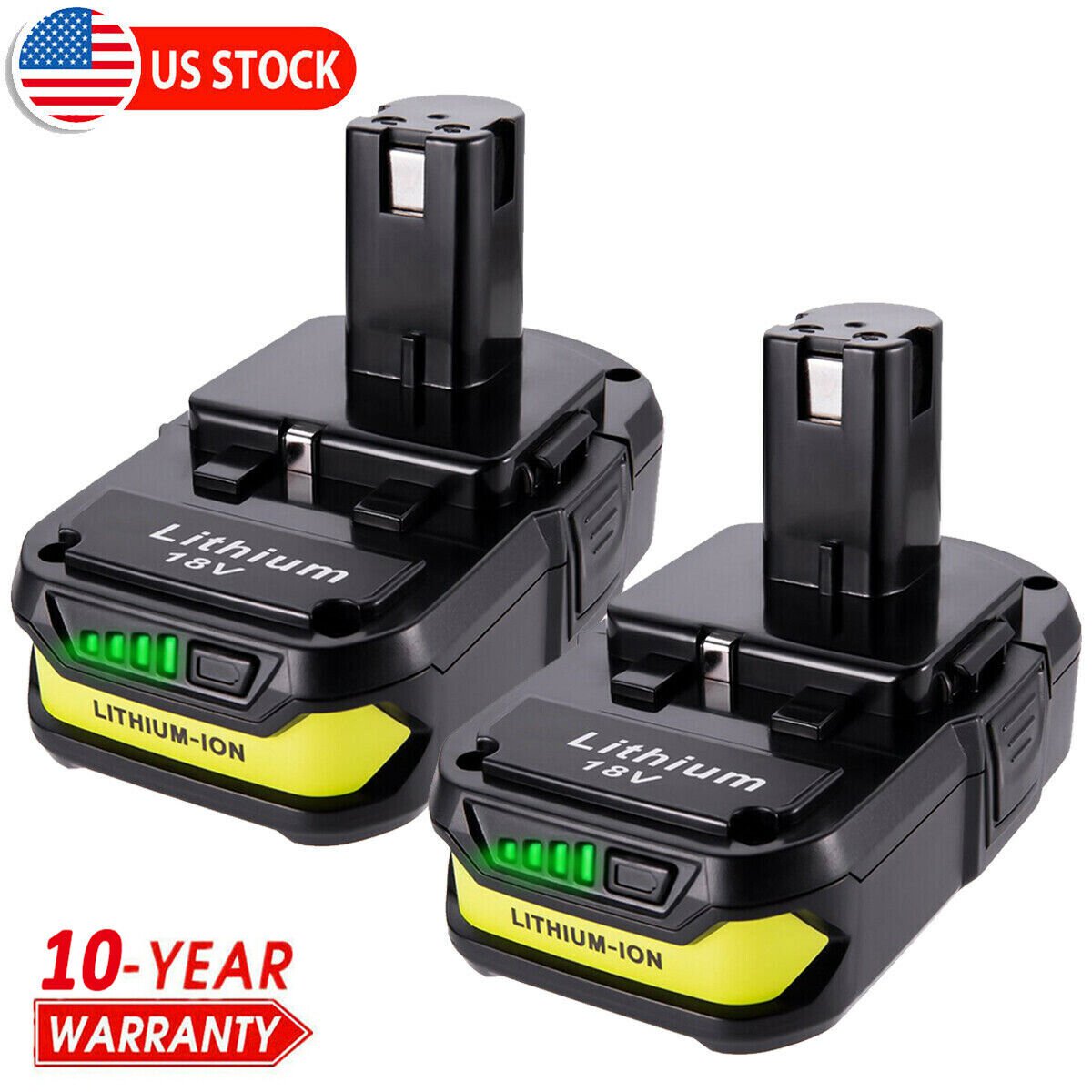 2 Pack 18 Volt P102 Lithium-Ion Battery 18V One+ Plus P108 P107 P103