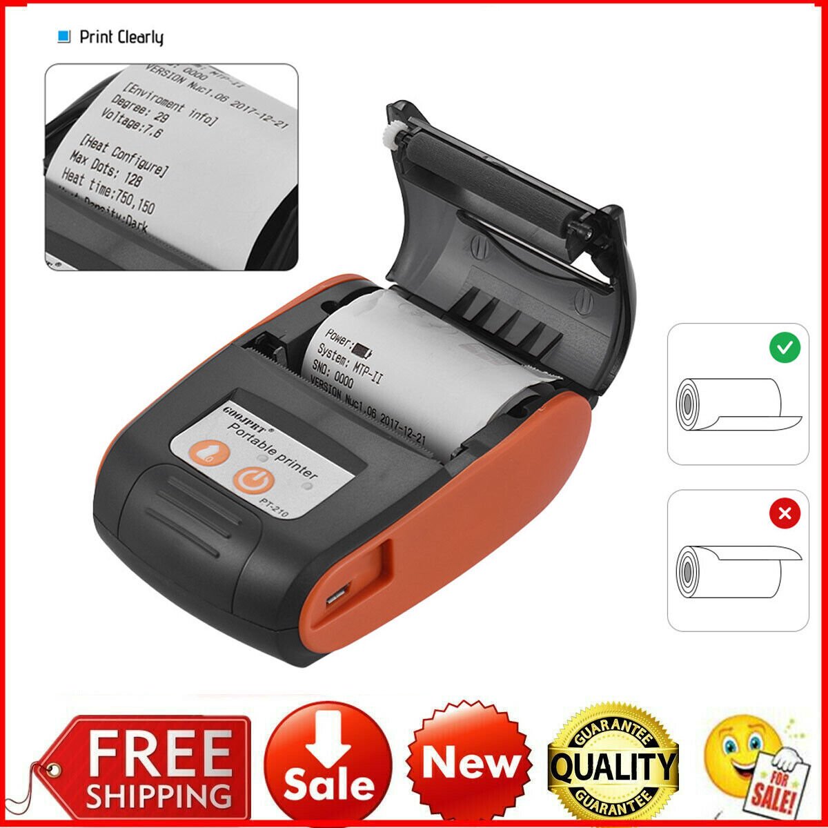 Portable Bluetooth Thermal Label Printer 58Mm Wireless Bt Pos Receipt ...