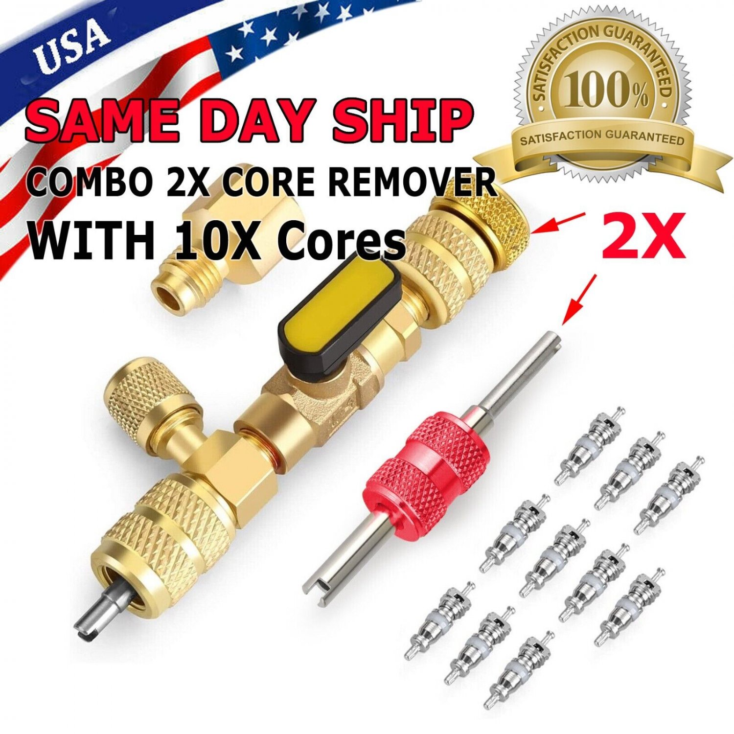 Hvac Ac Schrader With Valve Cores Remover Dual Size 1/4" & 5/16 ...