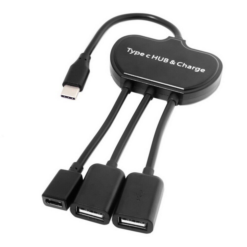 Usb-C Otg Cable Dual Ports Usb Hub With Type-C Power Charging Port