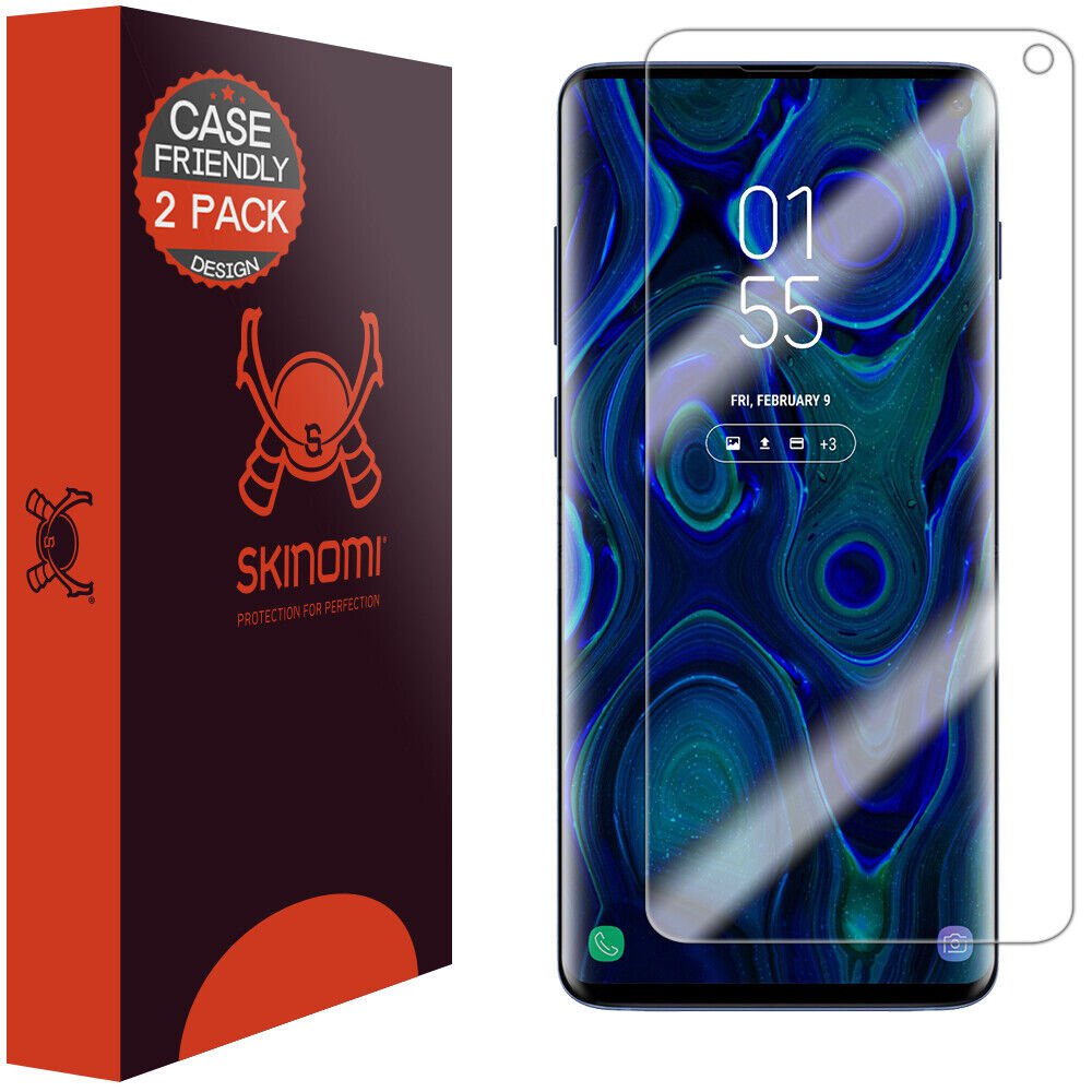 2x Skinomi Clear Film Screen Protector for Galaxy S10 Compatible w/ Cases