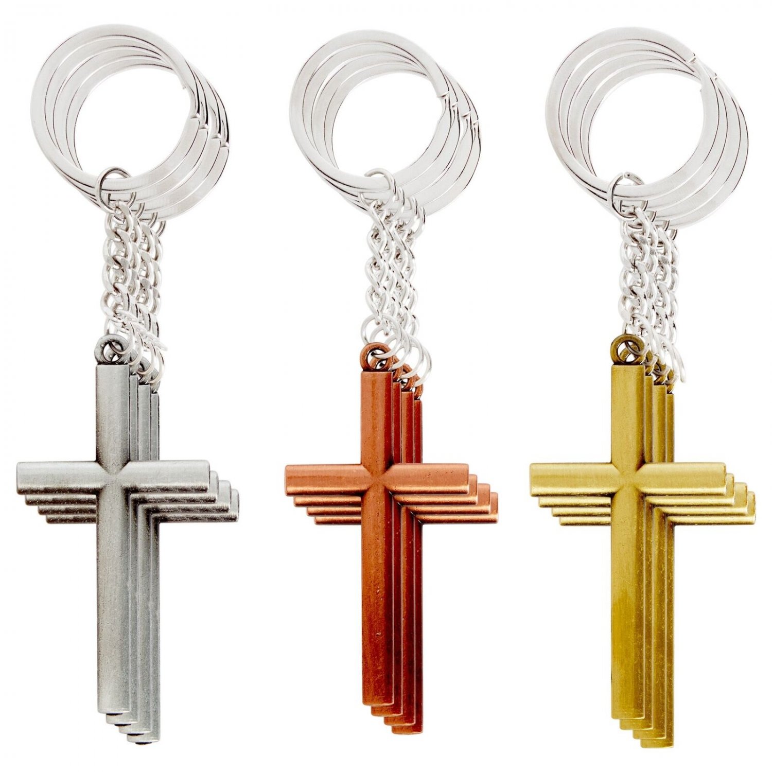 12 Pack Metal Cross Keychains, Jesus, Religious Key Rings, Silver ...