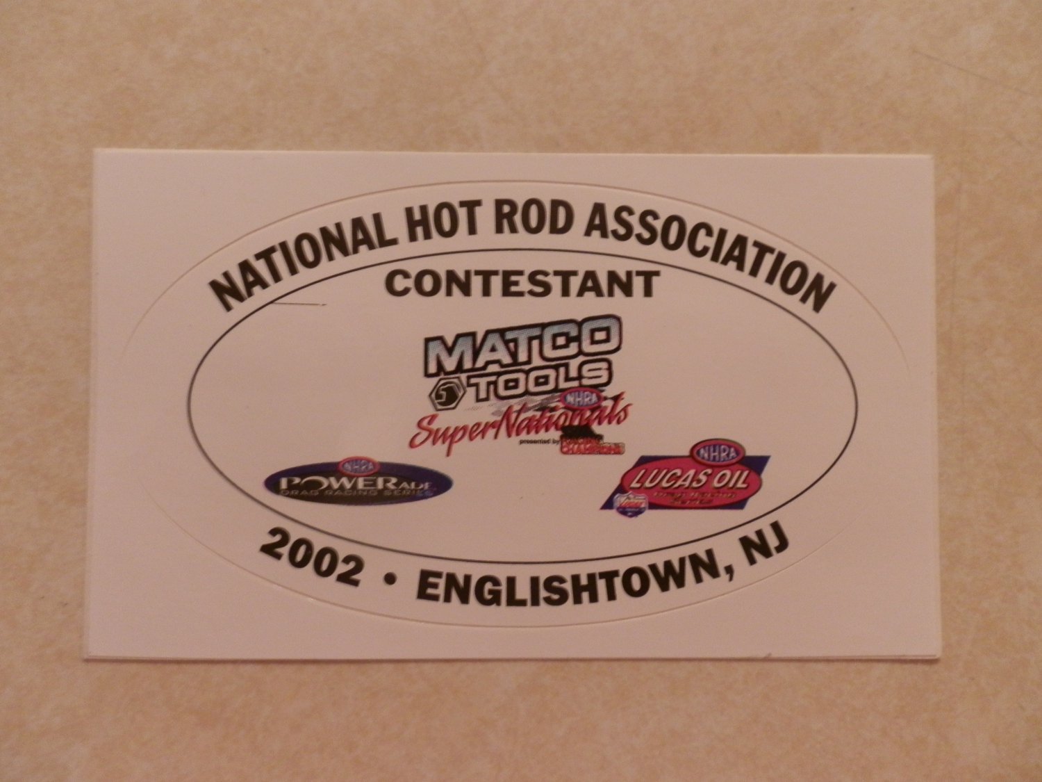 2002 NHRA Contestant Decal Englishtown