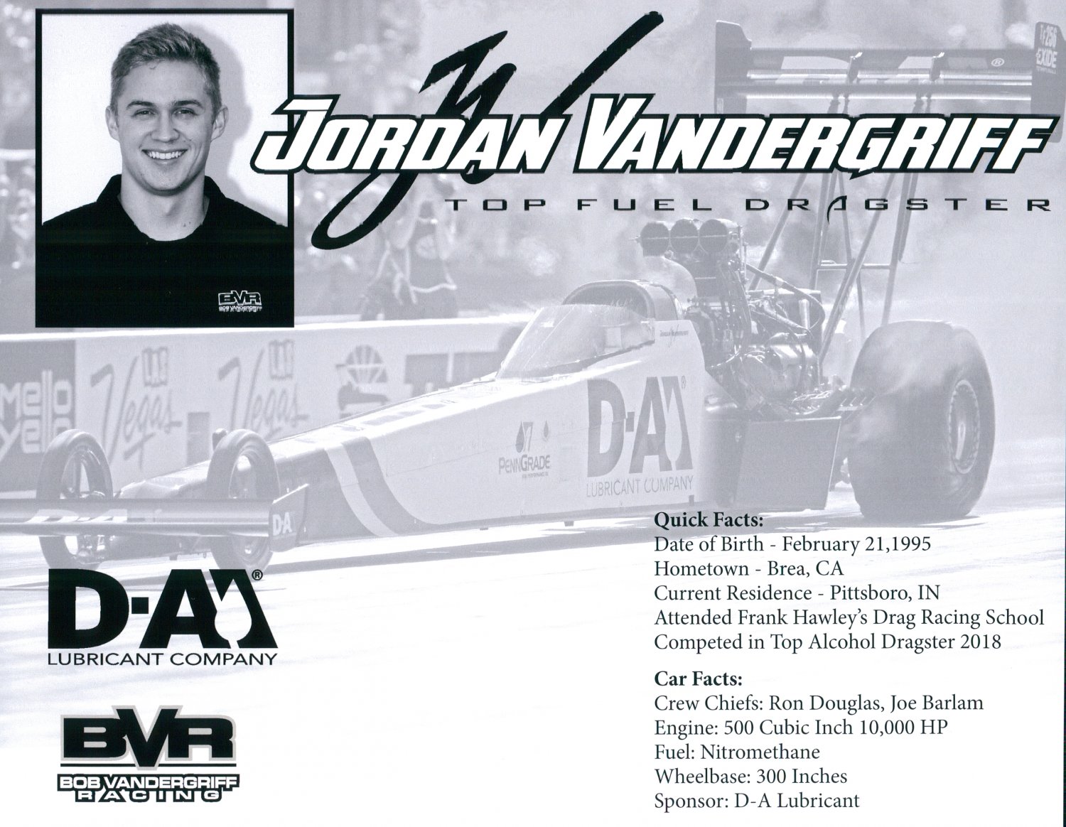 2019 NHRA TF Handout Jordan Vandergriff