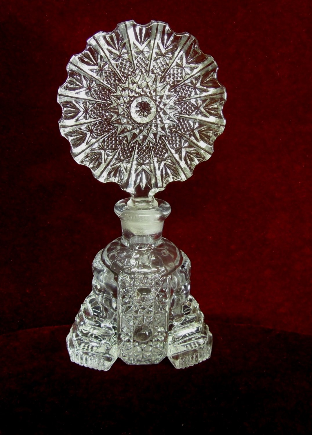 Vintage Art Deco Perfume Bottle Hobstar Topper Glass Stopper