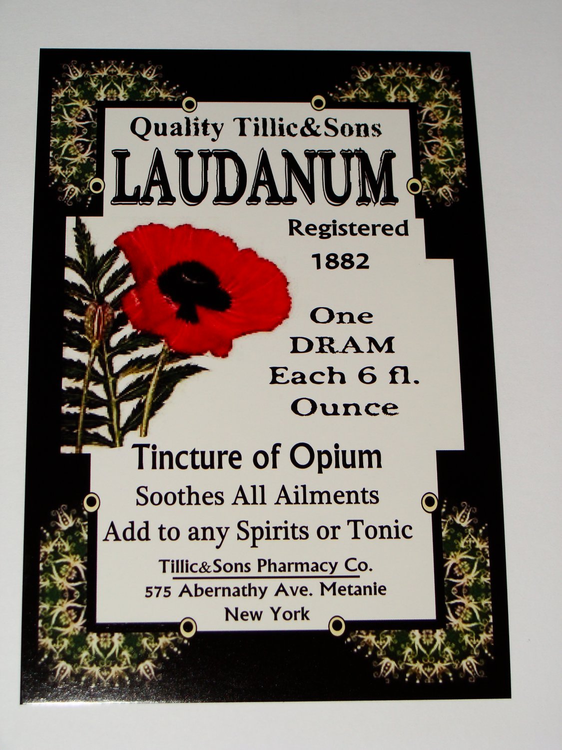 Laudanum Apothecary ~Opium~ Collectible Bottle: Vintage style 1882 ...