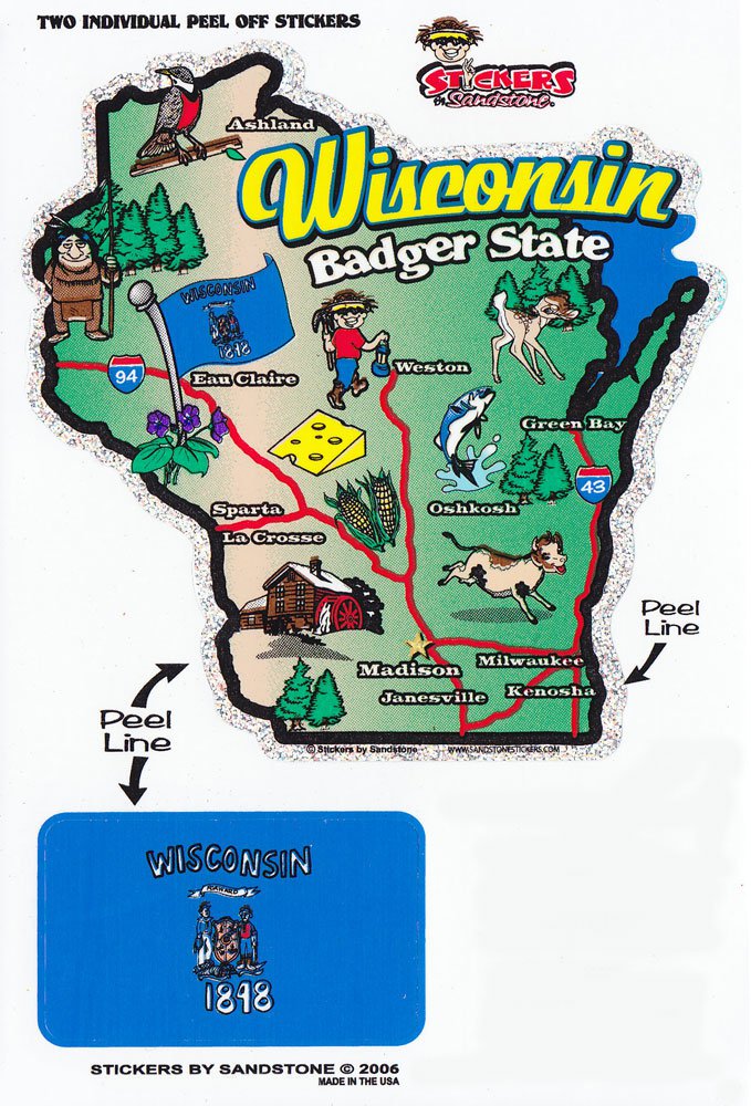 Wisconsin State Map Die Cut Sticker