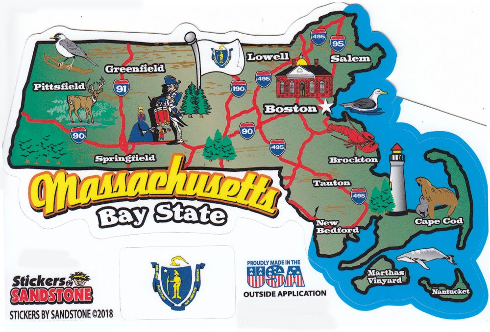 Massachusetts State Map Die Cut Sticker