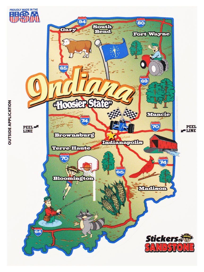 Indiana State Map Die Cut Sticker