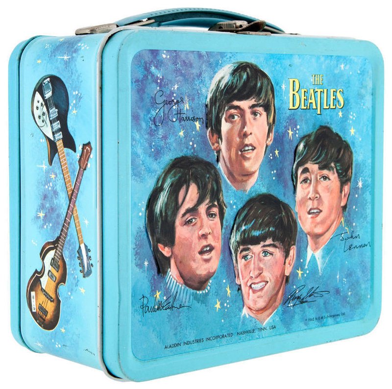Beatles Metal Lunch Box w/ Thermos New Lunchbox Replica 1965 + Stereo ...