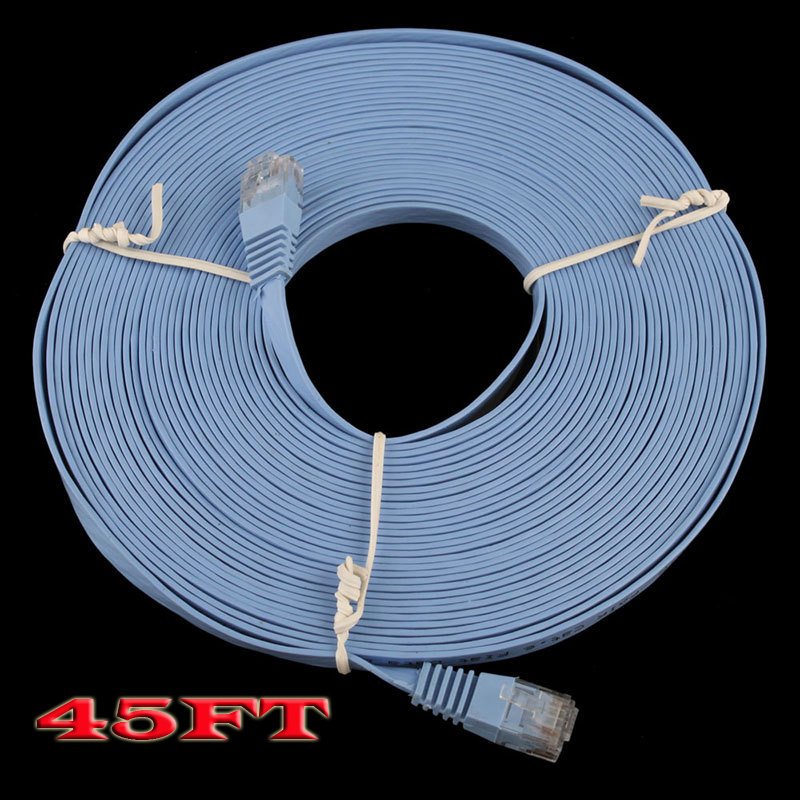45FT Ethernet Cat 6 Flat Cable Internet Wire Router 15M LAN Cord
