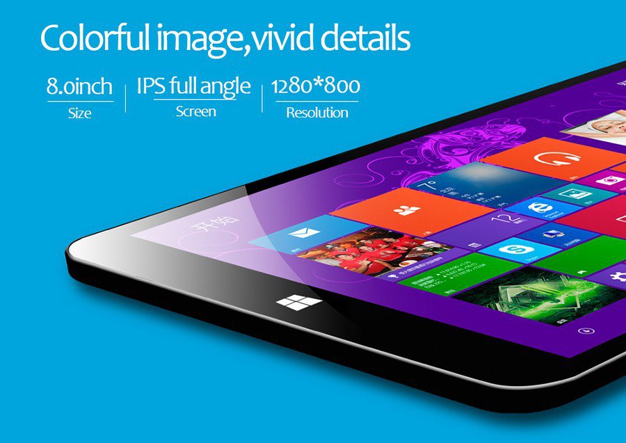 64 Bit Windows 8.1 Quad Core 8" IPS Tablet Bluetooth Wifi