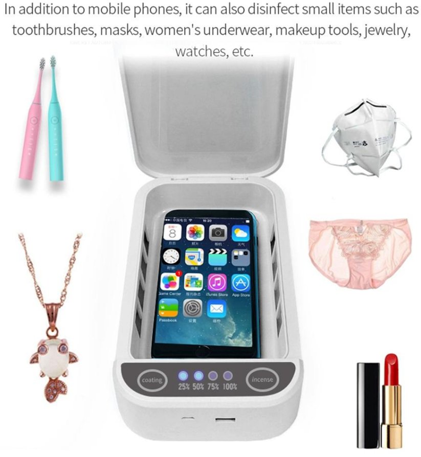 UV Mobile Phone Cleaner USB Charging Box Aromatherapy Sterilize Electronics