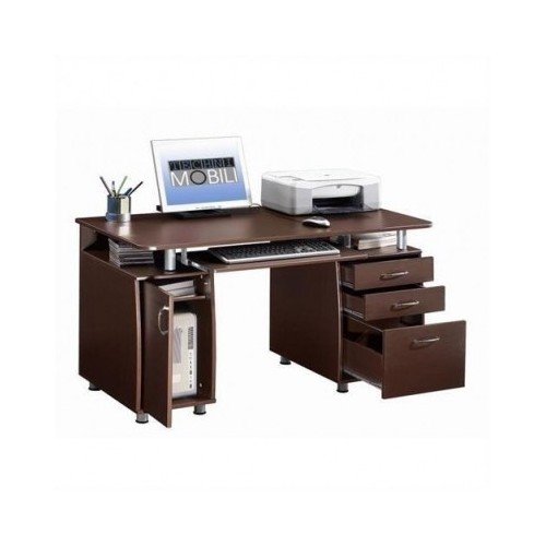 Techni Mobili Computer Desk Chocolate Extra Storage Complete Cabinet ...