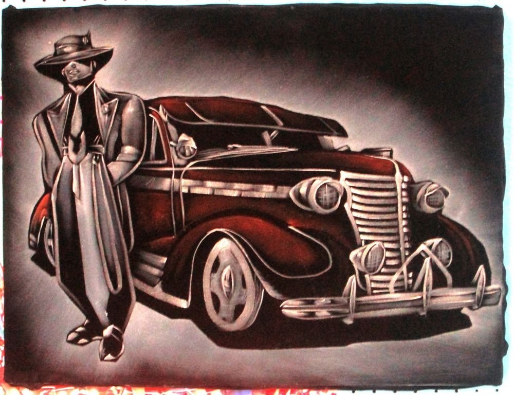 Zoot suit Mexican Chulo low rider art Original Oil Painting Art Black ...