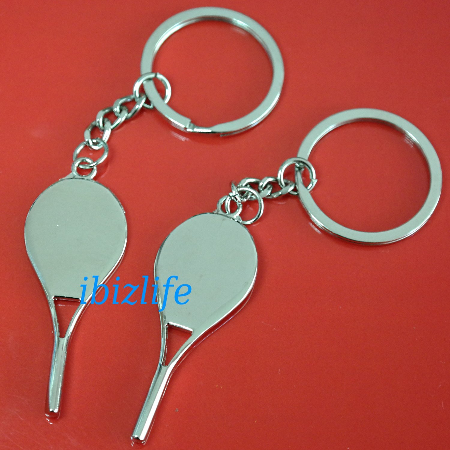 Metal keychain / Keyring - A pair of TENNIS rackets (kc19)