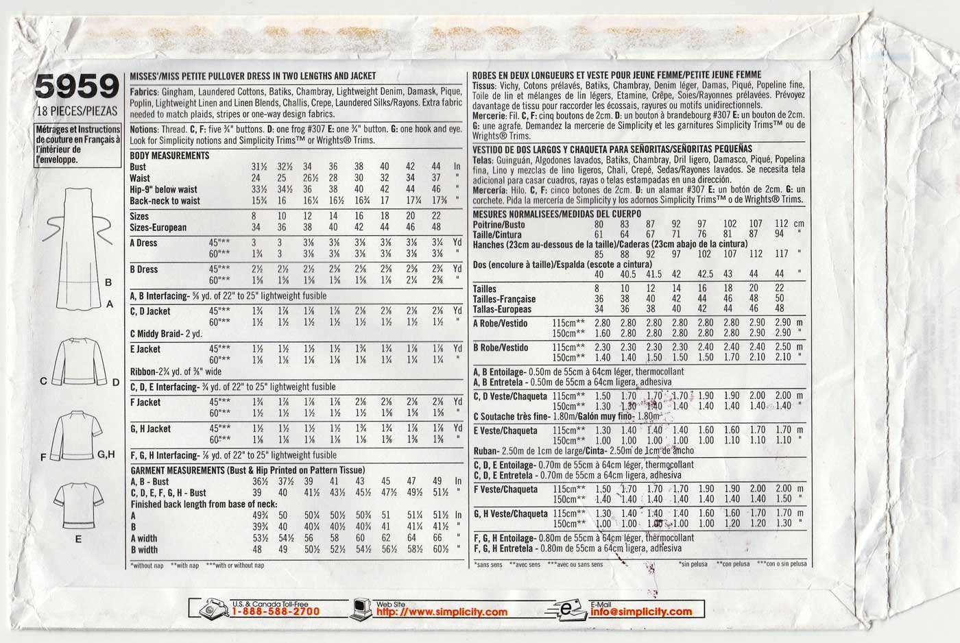 Women's Dress and Jacket Sewing Pattern, Size 16-18-20-22 UNCUT ...