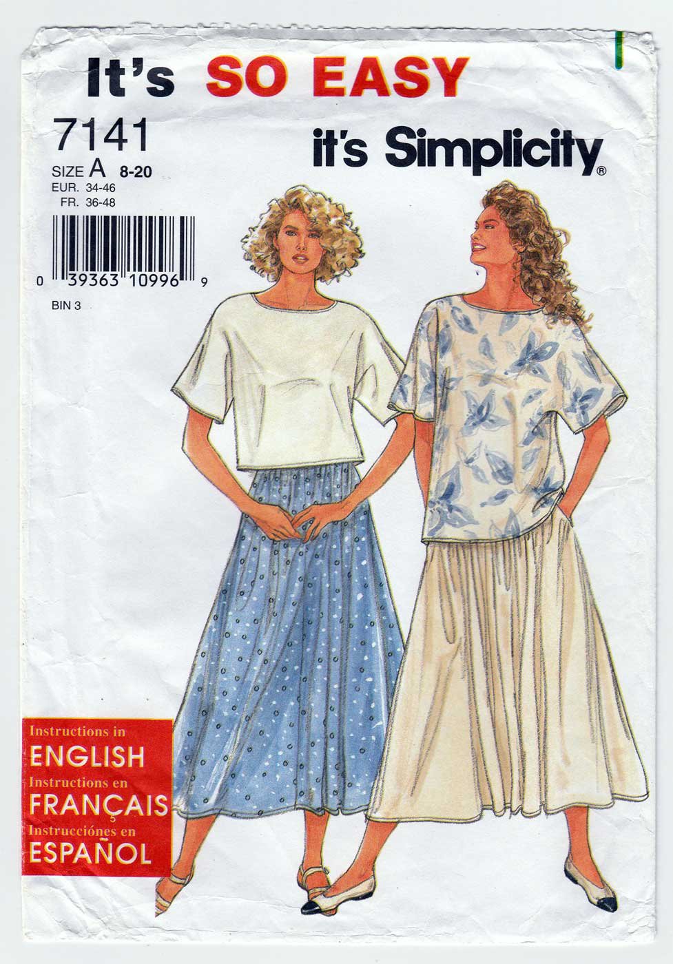 Women's Top and Skirt Sewing Pattern Size 8-10-12-14-16-18-20 UNCUT ...