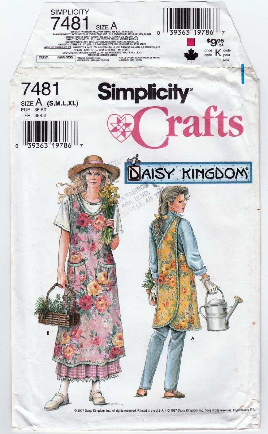 Daisy Kingdom Back Wrap Apron Sewing Pattern Size S-M-L-XL UNCUT ...