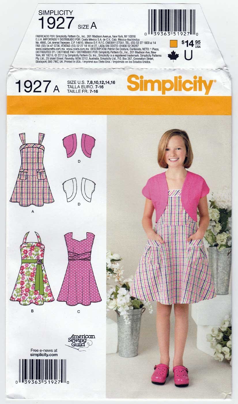 Girl's Dress and Bolero Sewing Pattern Size 7-8-10-12-14-16 UNCUT ...
