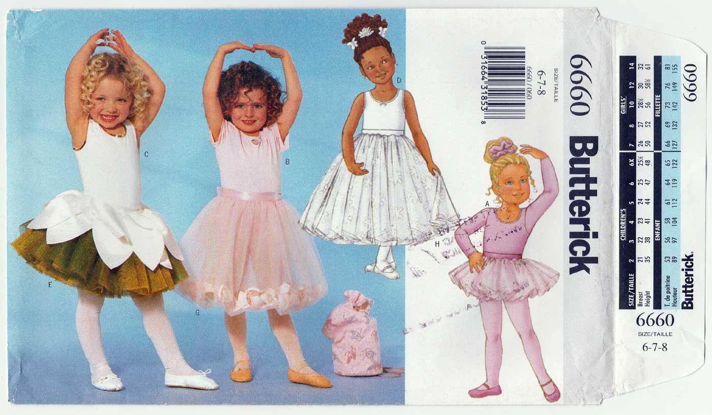 Girl's Ballet Leotard Costume Sewing Pattern Size 6-7-8 UNCUT Butterick ...