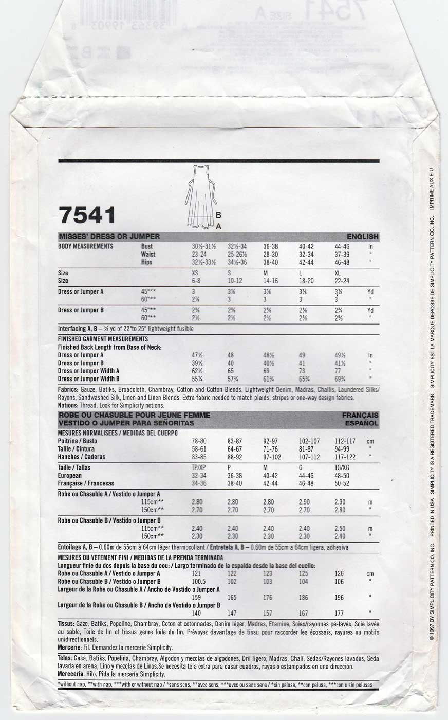 Women's Dress or Jumper Sewing Pattern Size 6-8-10-12-14-16-18-20-22-24 ...