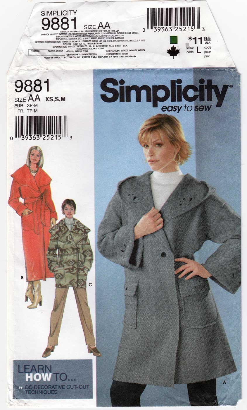 Women's Wrap Coat or Jacket Sewing Pattern Size 6-8-10-12-14-16 UNCUT ...