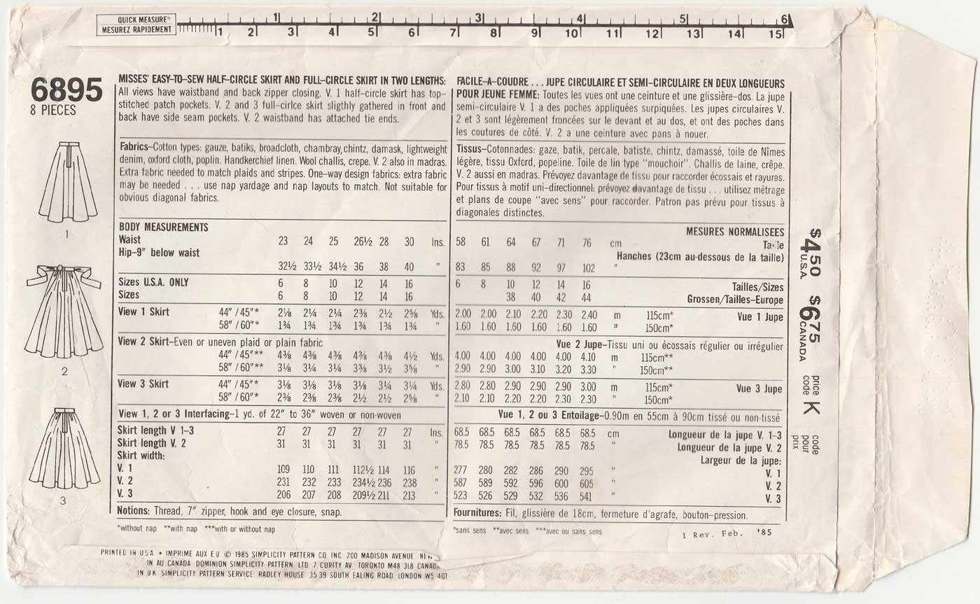 Women's Circle Skirts Sewing Pattern Size 12-14-16 UNCUT Simplicity 6895