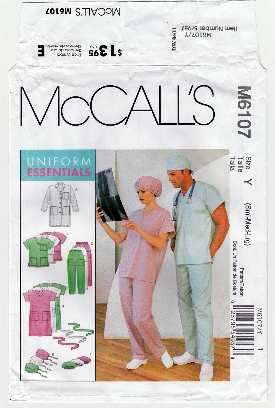 McCall's M6107 6107 Scrubs Tops, Pants Sewing Pattern Size Small-Medium ...