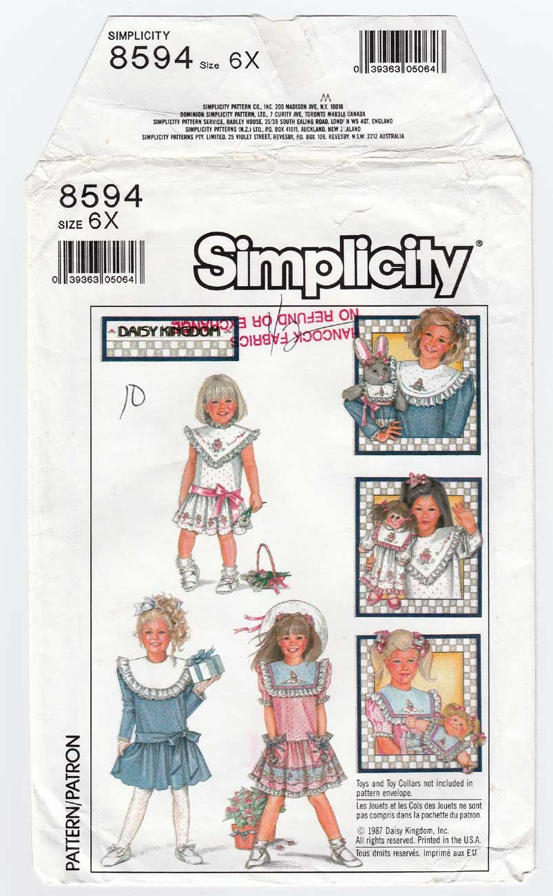 Simplicity 8594 Daisy Kingdom Girls Dress Sewing Pattern Child Size 6X