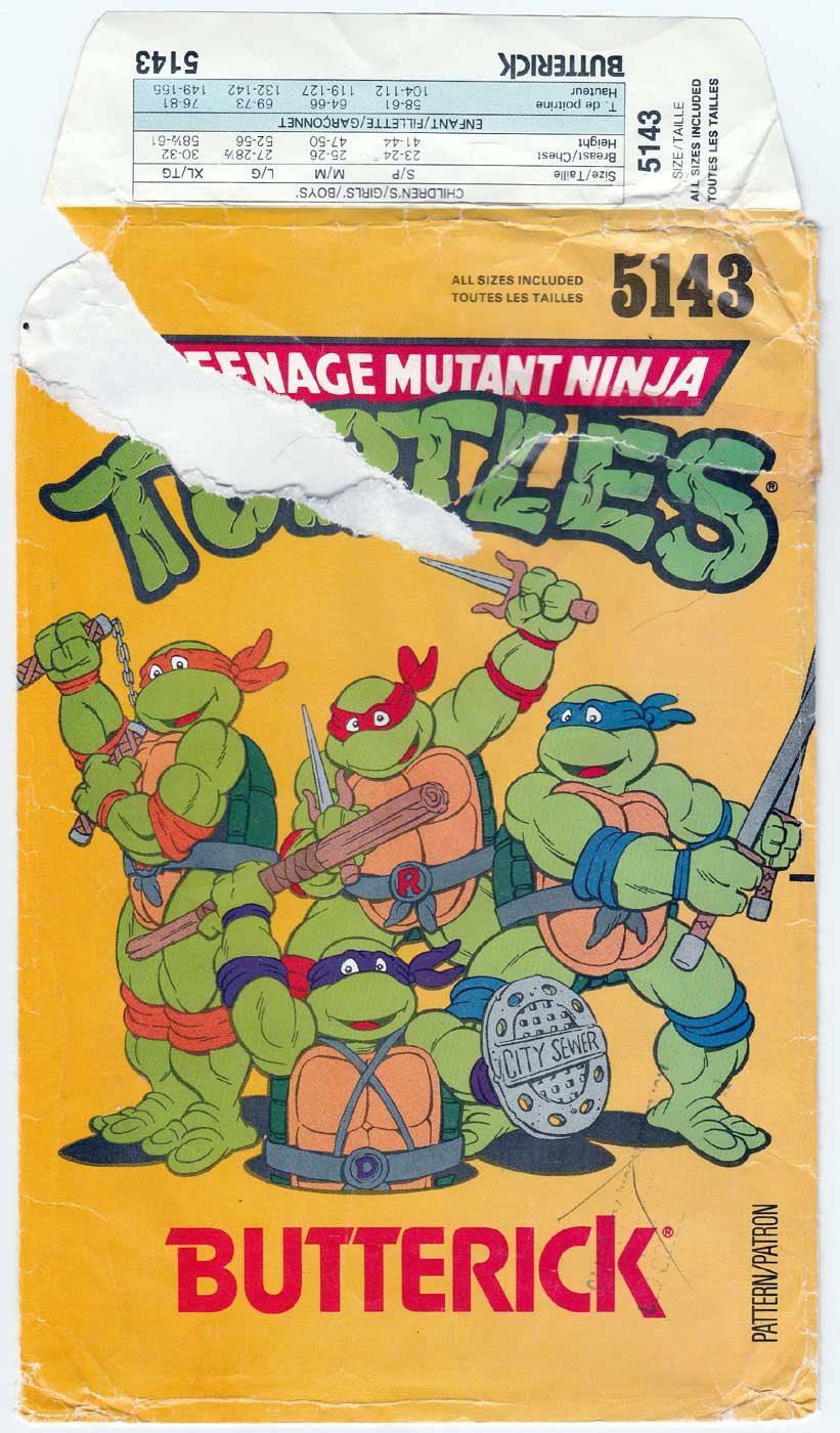 TMNT Teenage Mutant Ninja Turtle Costume Sewing Pattern Child Size 4-14 ...