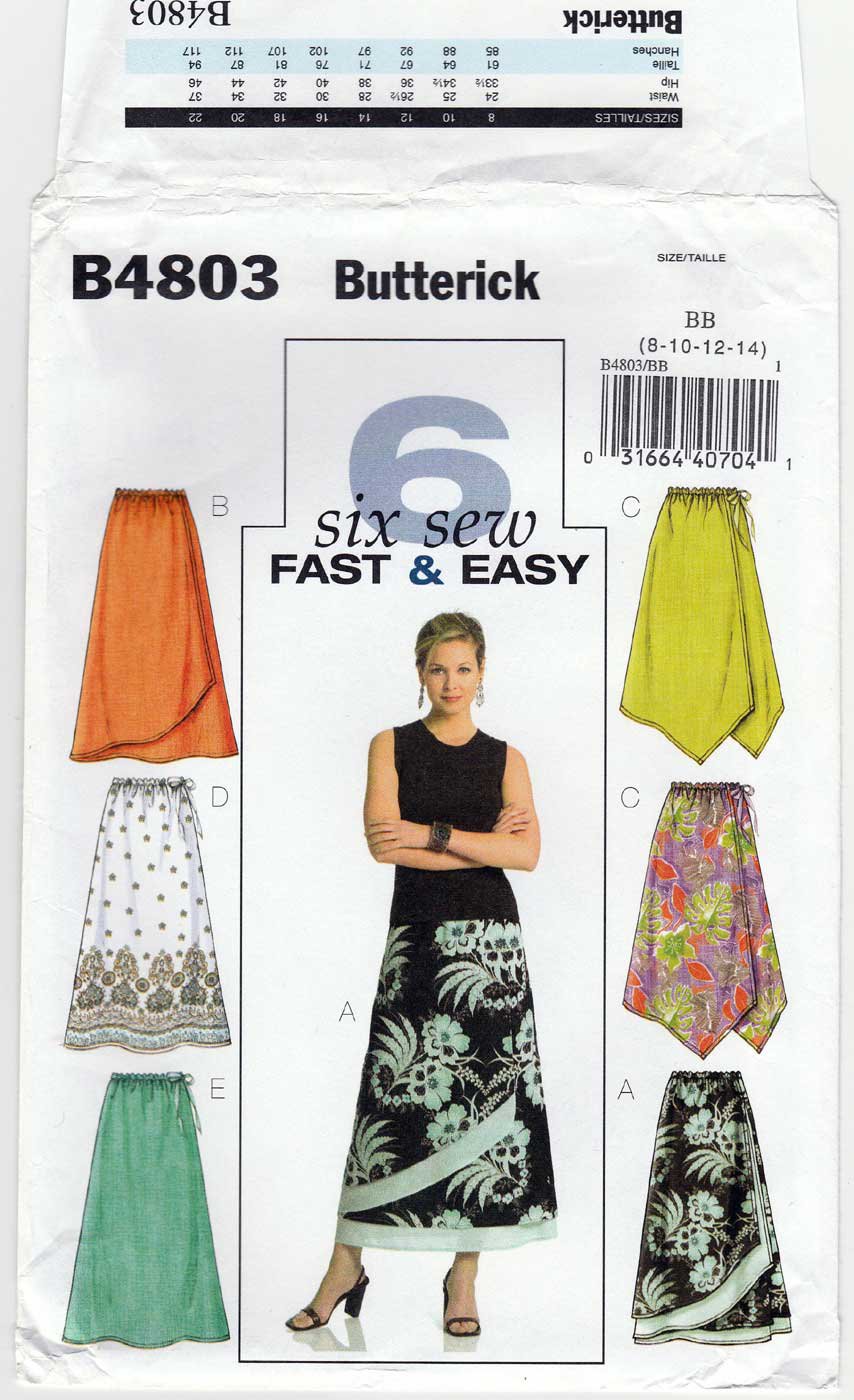 Butterick Pattern B4803 Six Easy to Sew Skirts Misses' / Petite Size 8 ...