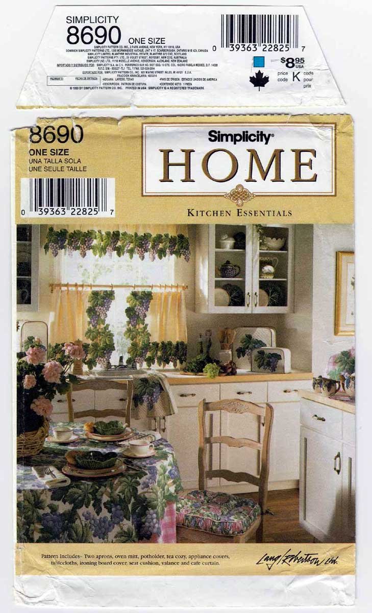 Simplicity Pattern 8690 Apron, Curtains, Potholder, Mitt, Appliance ...