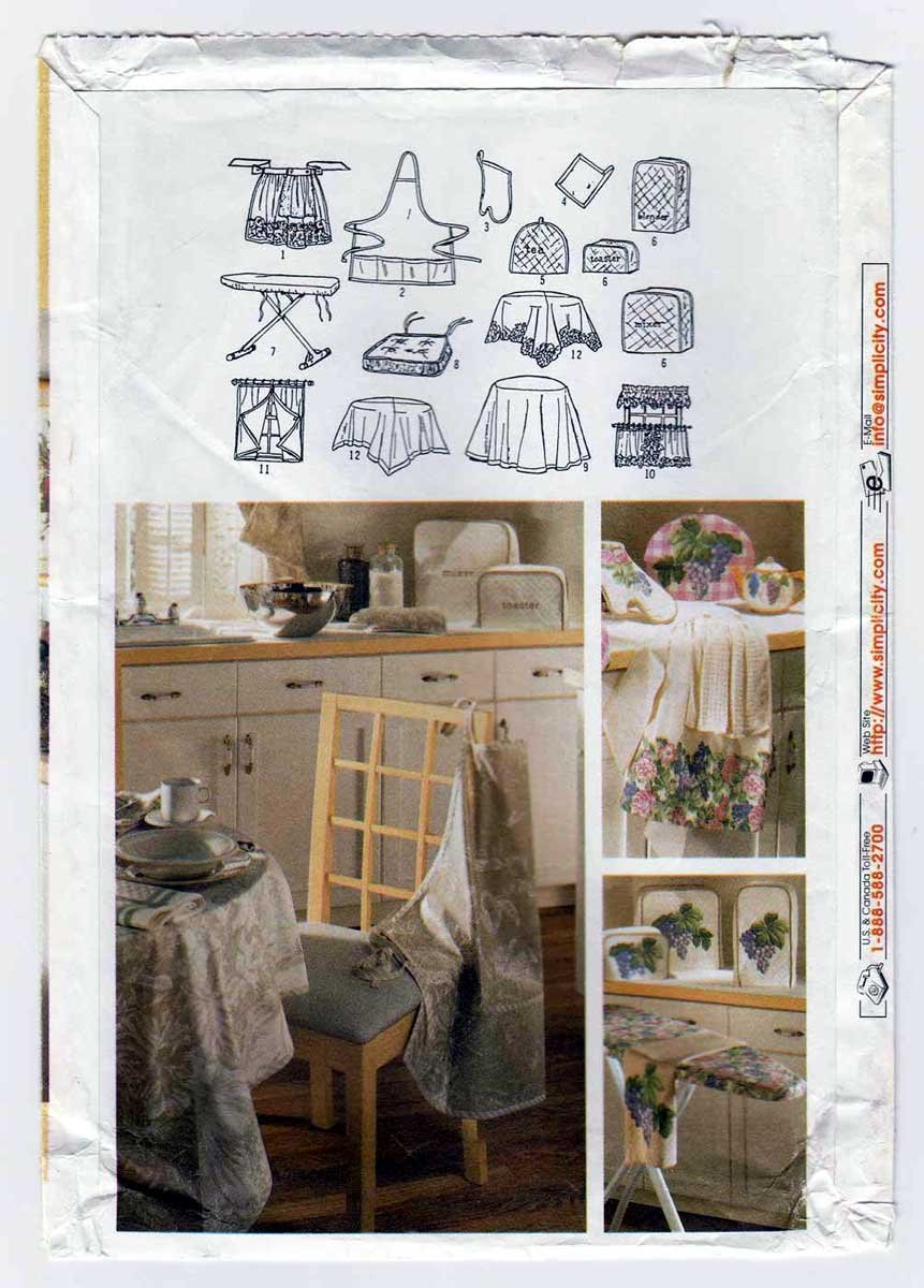 Simplicity Pattern 8690 Apron, Curtains, Potholder, Mitt, Appliance ...