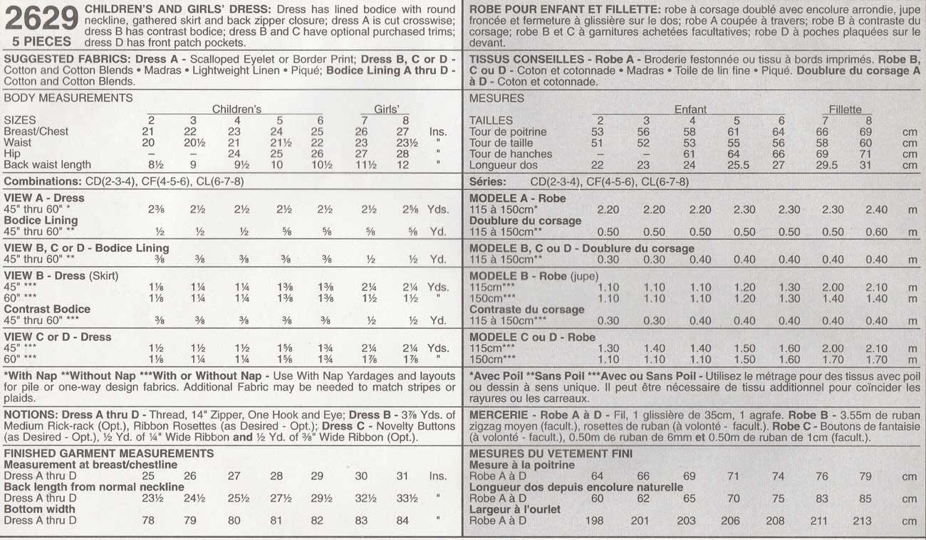 McCall's 2629 Girl's Sleeveless Dress, Sundress Sewing Pattern, Child ...