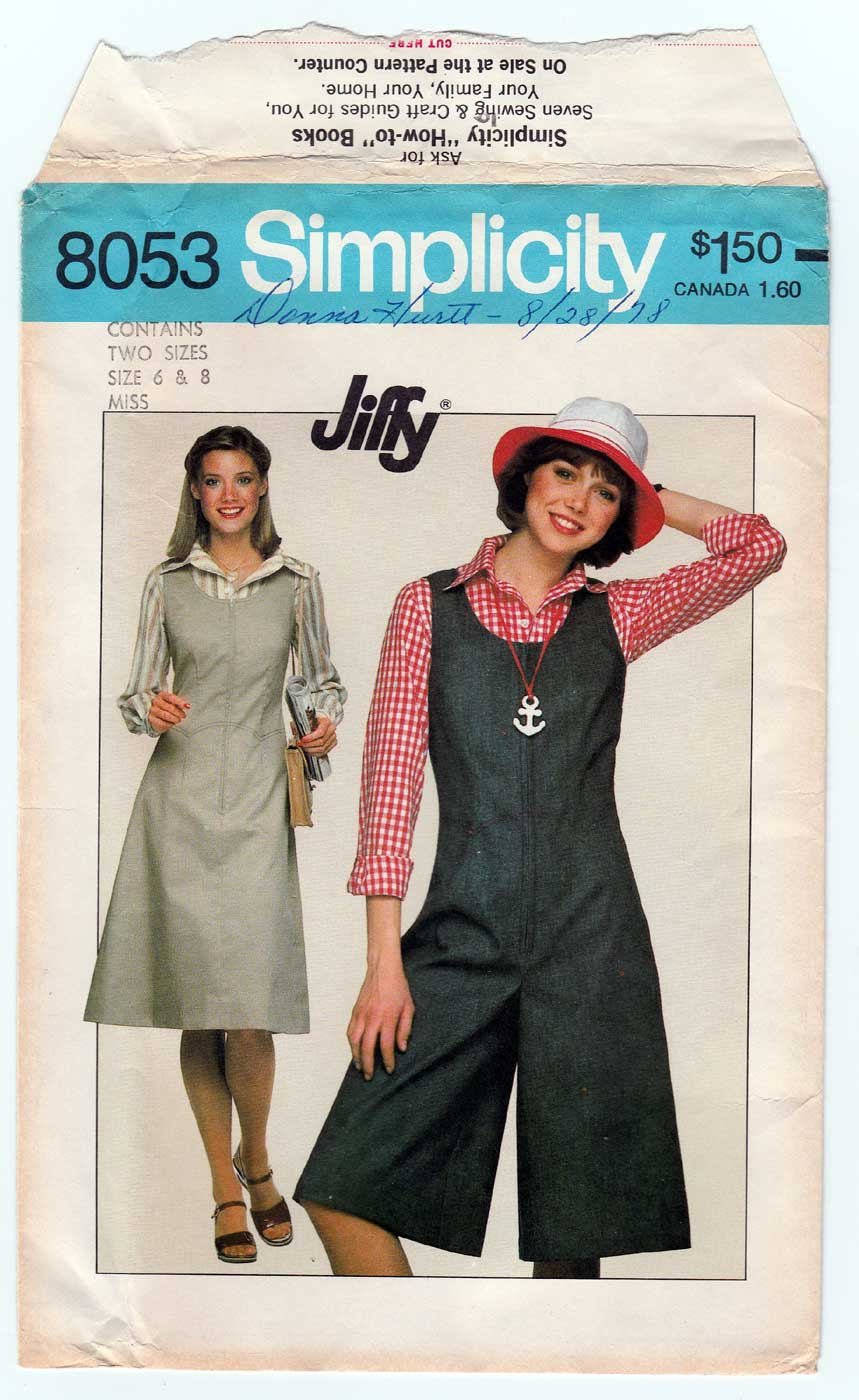 Simplicity 8053 UNCUT Women's Jumper and Culotte Jumper Sewing Pattern ...