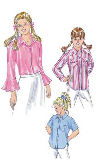 Kwik Sew 3319 Teen Girl's Blouse, Western Shirt Sewing Pattern Size 8 ...